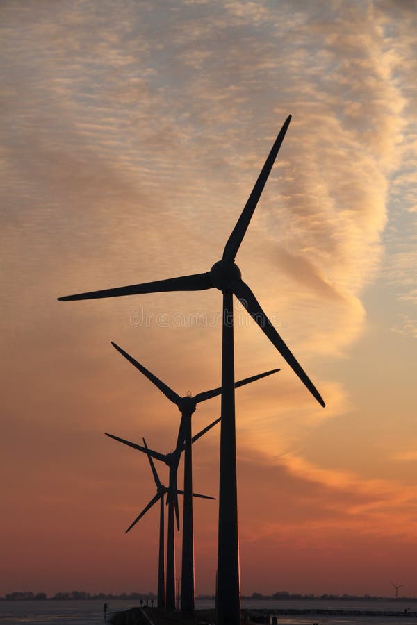 Energy Windmills Wind Turbines Stock Image - Image of turbine, sunset ...