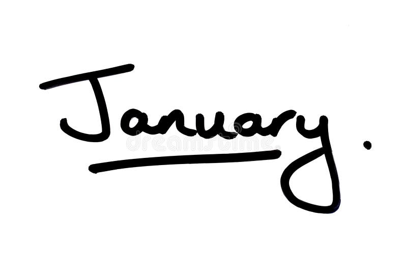 Enero. Nombre De Mes Escrito a Mano Sobre Fondo Blanco. Inscripción En ...
