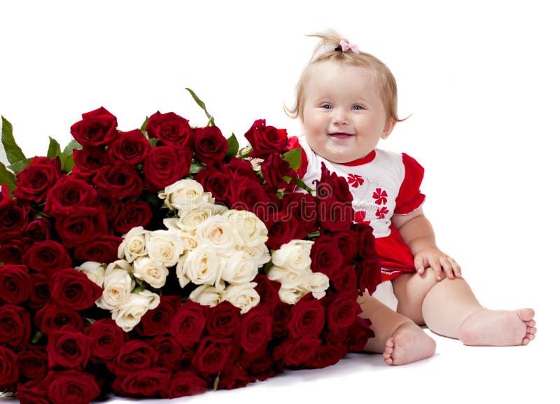 Enfant avec des roses photo stock. Image of mignon, amusement - 26824650