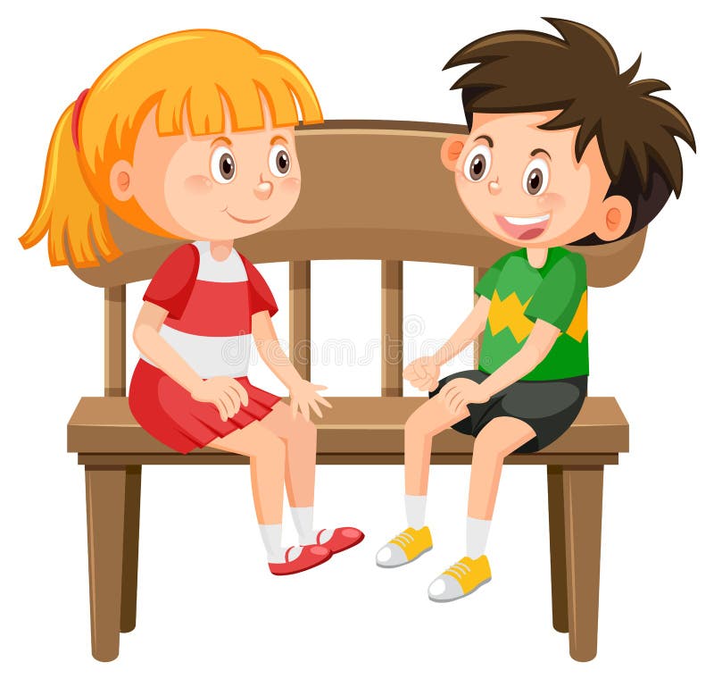 Enfants Assis Sur Un Banc Illustration De Vecteur Illustration Du