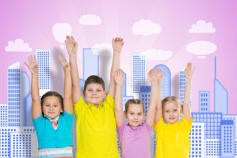 Enfants en rang image stock. Image du verticale, amusement - 34505277