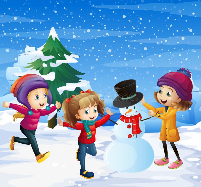 Enfants Jouant Dans La Neige Illustration de Vecteur - Illustration du ... Enfants Jouant Dans La Neige Illustration de Vecteur - Illustration du ...