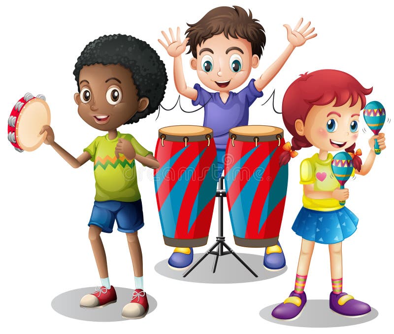 Enfants Jouant Des Instruments De Musique Ensemble Illustration de ...