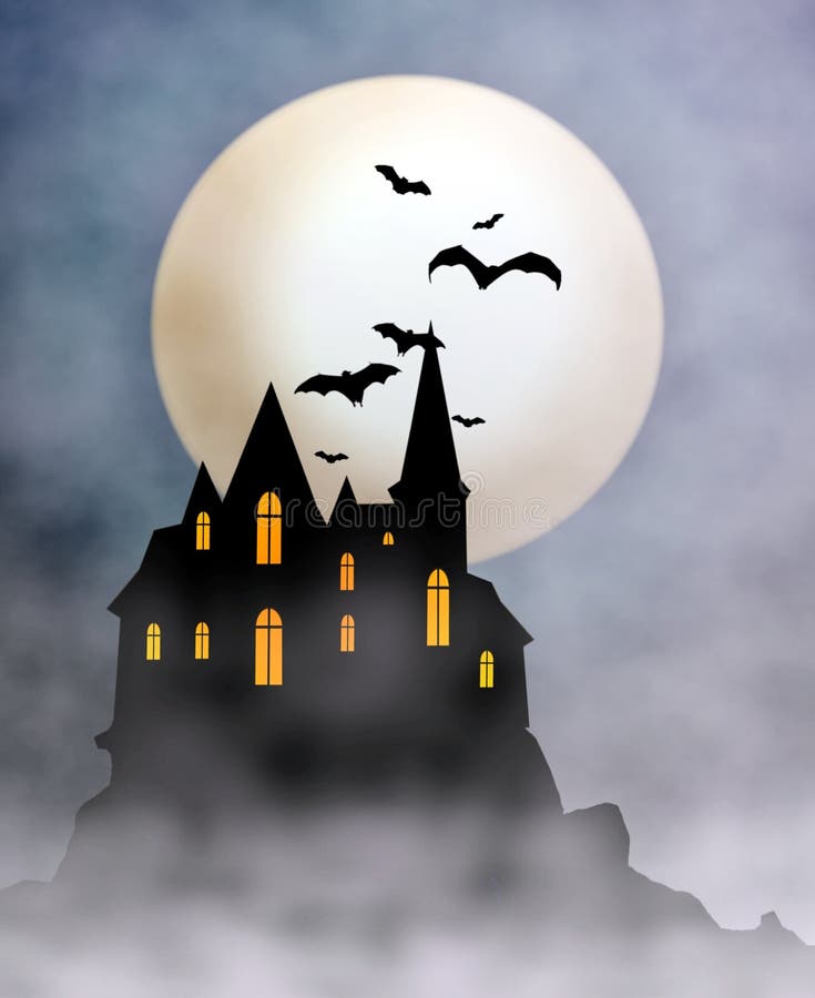 Eng Huis bovenop de Heuvel stock illustratie. Illustration of ...