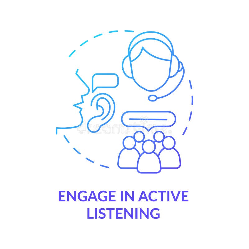 Engage in Active Listening Blue Gradient Concept Icon Stock Vector ...