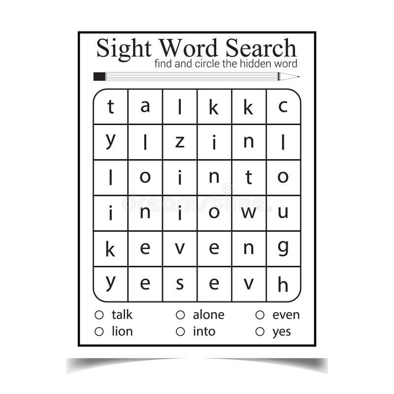 Sight Word Search Puzzle Book Page Stock Vector - Illustration of ... Sight Word Search Puzzle Book Page Stock Vector - Illustration of ...