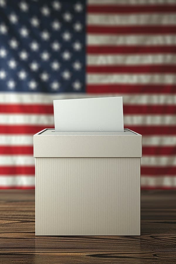 White Ballot Box in Front of US Flag, Election Campaign, Political Vote ...