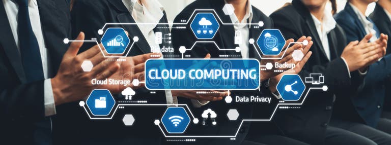 Engaged Business Professionals Applauding Cloud Computing Innovations ...