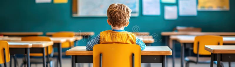 Engaged Child Learning at Desk in Vibrant Classroom, Focus on Education ...