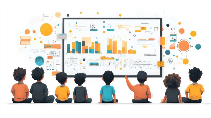 Engaged Children Learning from Smart AI Powered Whiteboard in Class ...