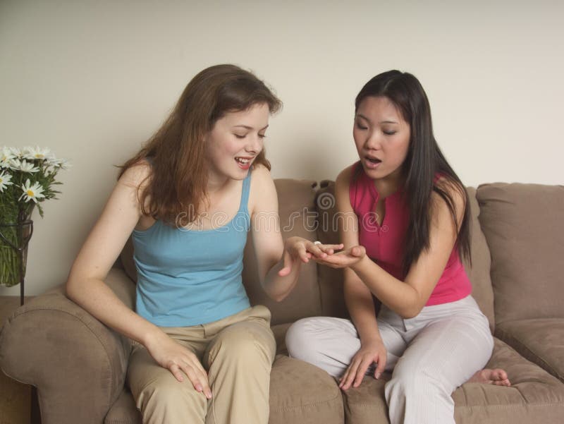 Engaged Girl Shows Her Friend Stock Image - Image of ethnic, friend: 279521