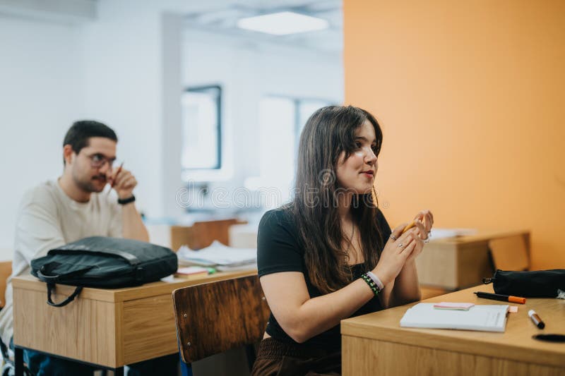 Engaged High School Students Attentively Listening in Classroom Setting Stock Image - Image of ...