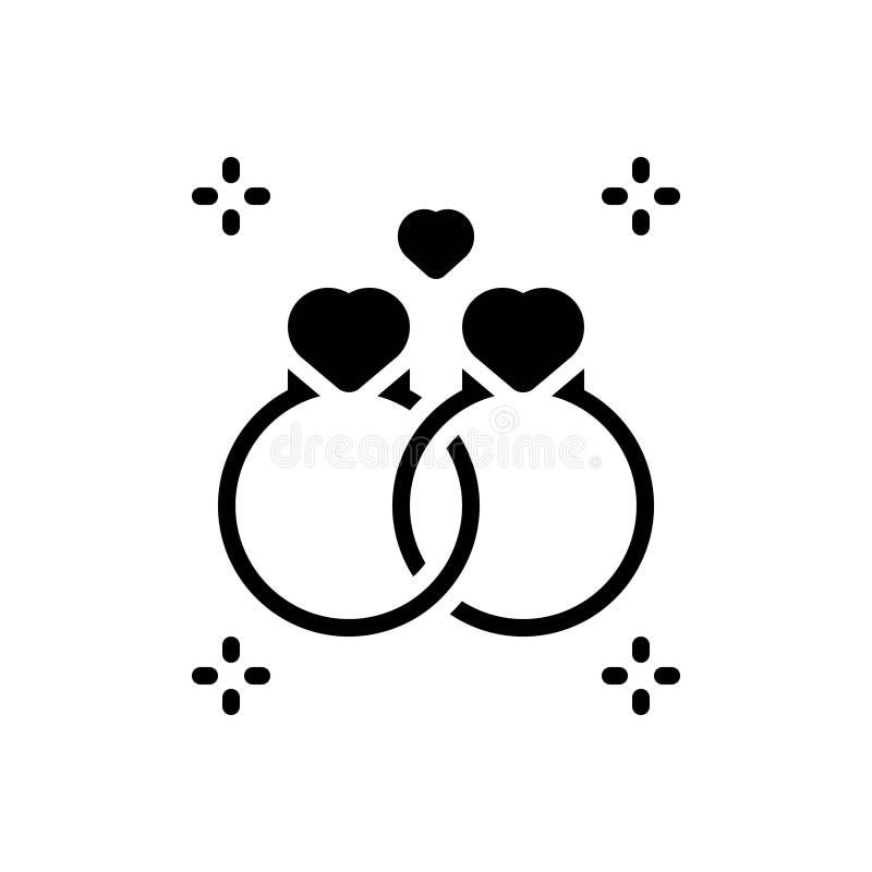 Black Solid Icon for Engaged, Wedding Rings and Love Stock Vector ...