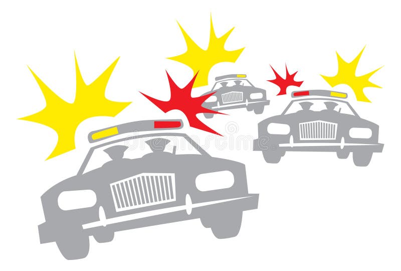 Engaged Police. Police Raid. Cops on Cars with Flashing Lights Stock ...