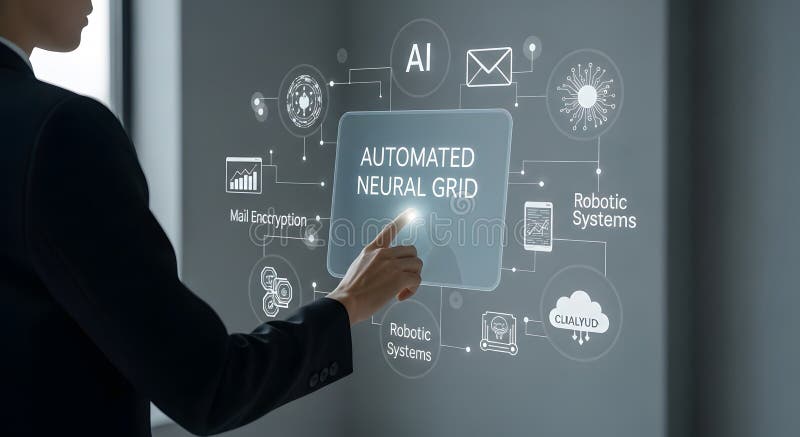 Engaged Professional Interacting with Automated Neural Grid Interface ...