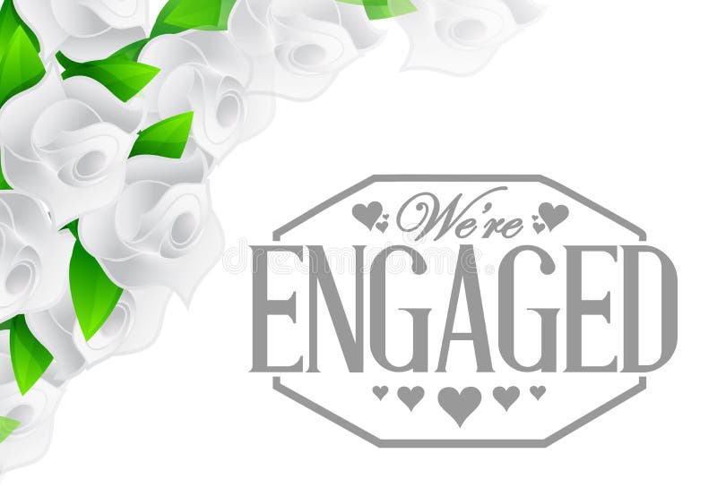 We are Engaged Stamp Roses Border Stock Illustration - Illustration of ...
