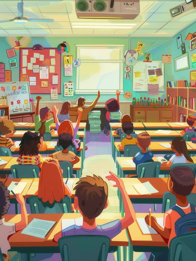 Engaged Students in a Vibrant Classroom Participating in Learning ...