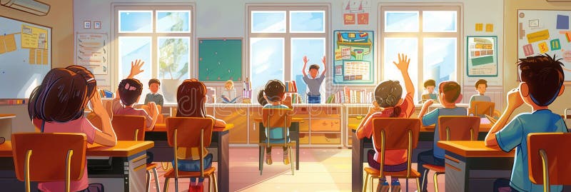 Engaged Students in a Vibrant Classroom Setting with Activities ...