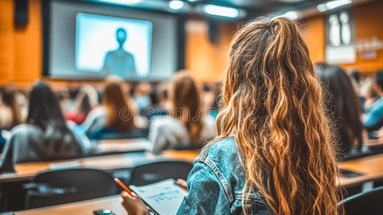 Engaged University Students in a Modern Lecture Hall for Academic ...