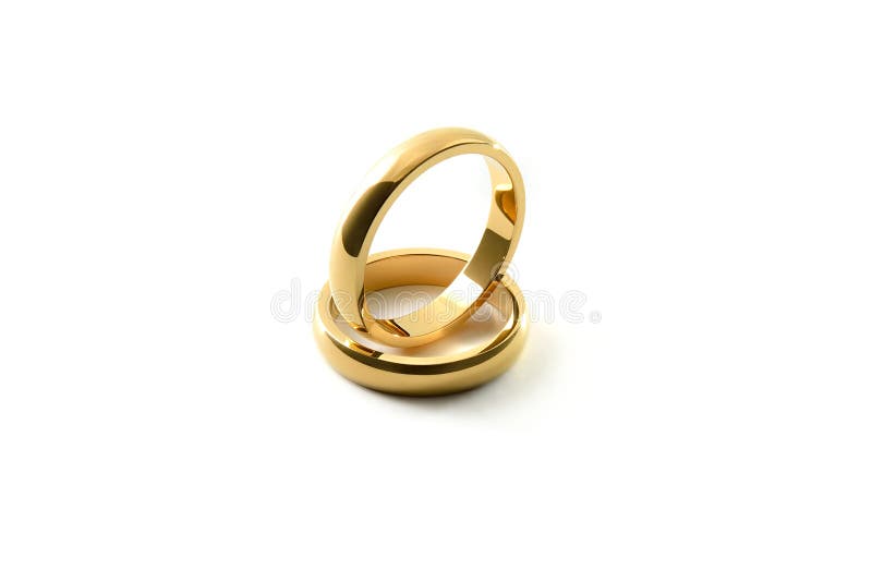 Engagement Gold Ring Standing Inside of Each Other on White Isolated ...