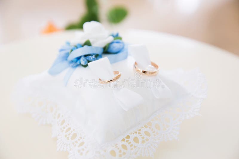 Engagement Gold Rings on the Stand for Rings Stock Photo - Image of ...