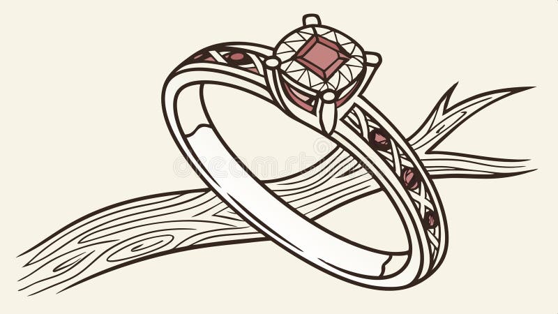 Engagement Ring on Branch, Nature, Love, Commitment Symbol Art Vector ...
