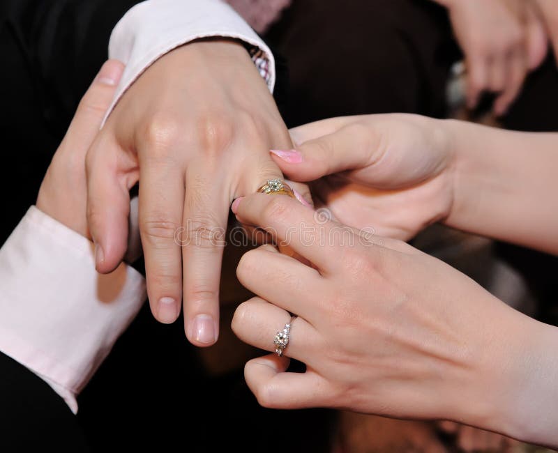 Engagement Ring, Bride and Groom Hands Close Up Ring Stock Photo ...
