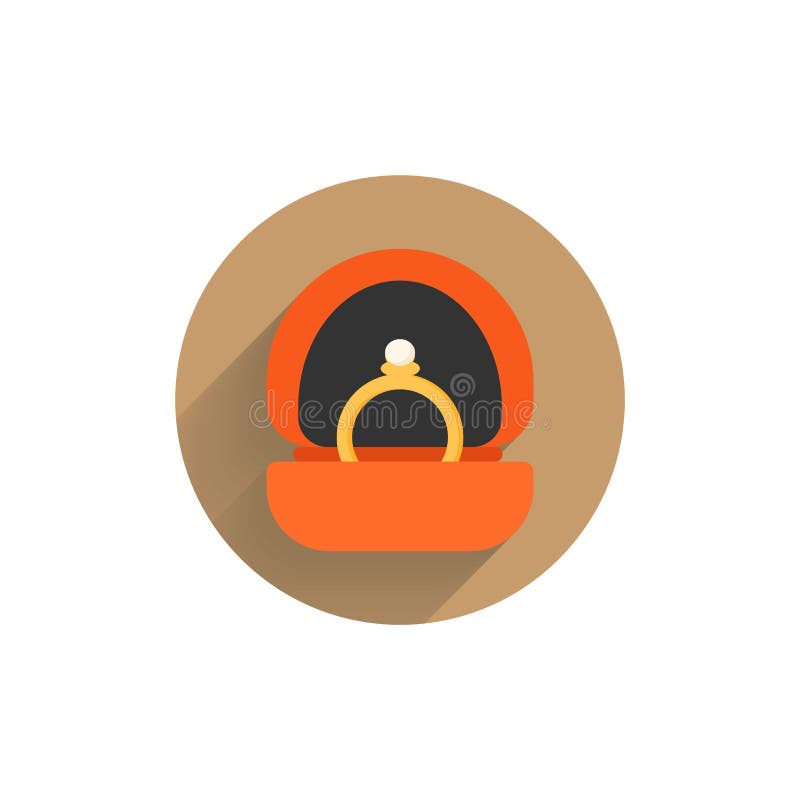 Engagement Ring Flat Icon with Shadow. Wedding Ring Flat Icon Stock ...