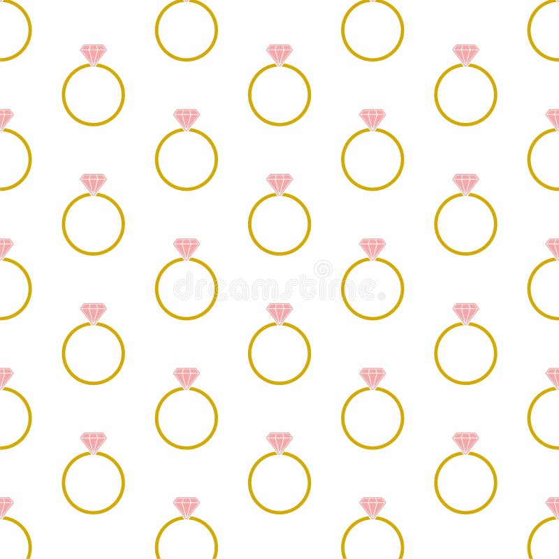 Engagement Ring with Diamond Icon Seamless Pattern Background Stock ...