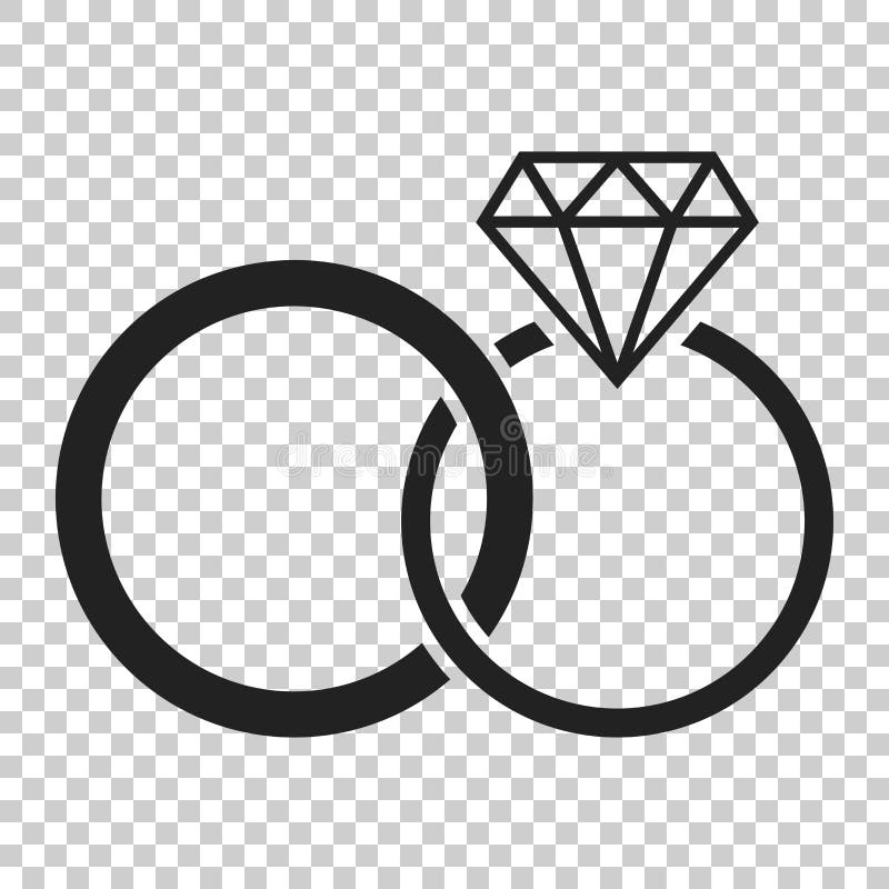 Engagement Ring with Diamond Vector Icon in Flat Style. Wedding Stock ...