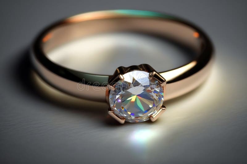 Engagement Ring with Gem. Wedding Ring with Shiny Gemstone. Generative ...
