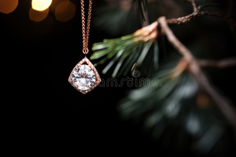 Engagement Ring Hanging from a Christmas Tree Branch Stock Illustration ...