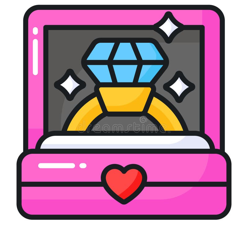 Engagement Ring Inside Case, Icon of Proposal Ring Stock Vector ...
