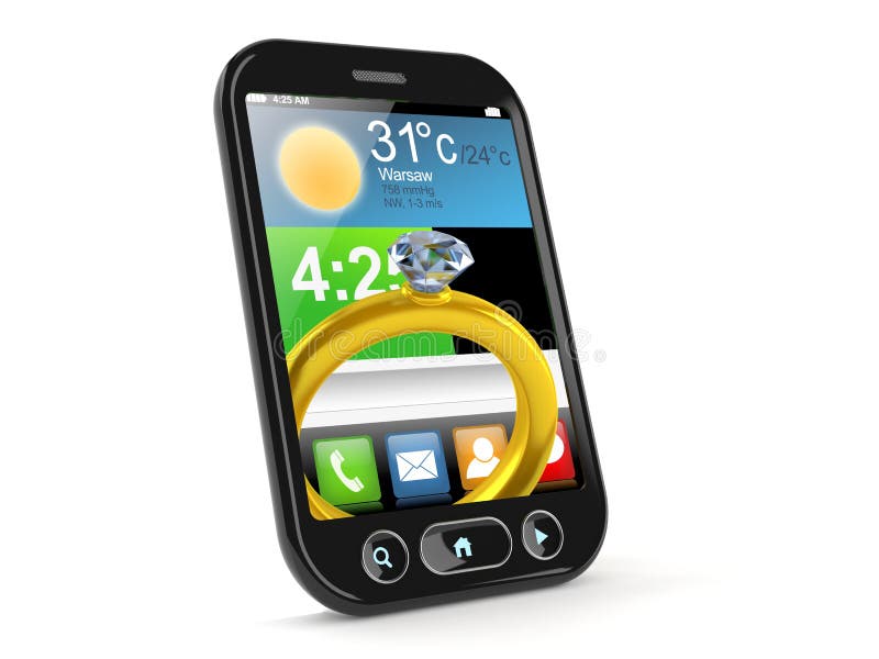 Engagement Ring Inside Smartphone Stock Illustration - Illustration of ...