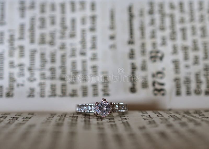 Engagement Ring on Old Psalm Book Stock Image - Image of romance ...