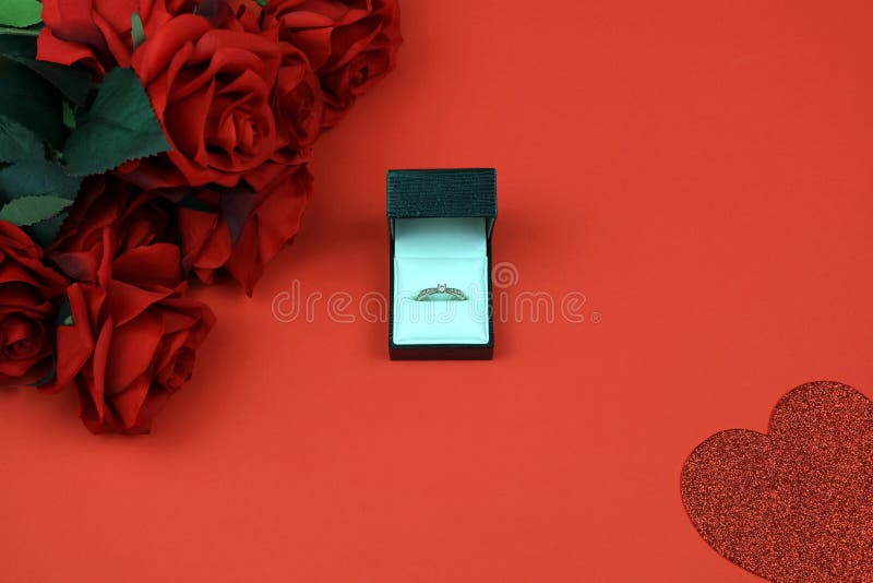 An Engagement Ring in a Presentation Box Stock Photo - Image of love ...