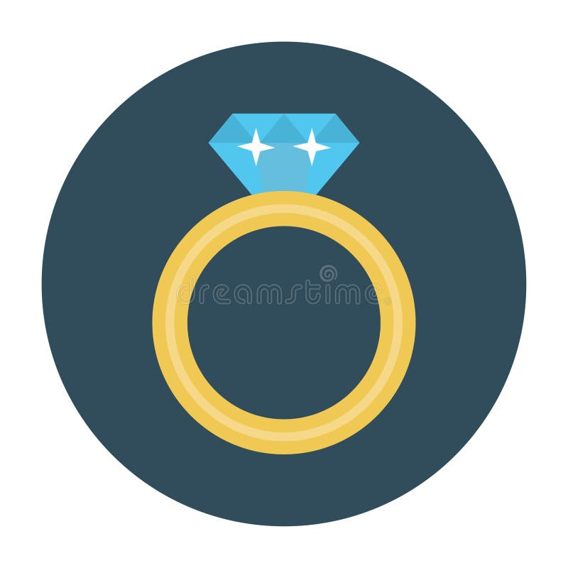 Engagement Ring Vector Color Flat Icon Stock Vector - Illustration of ...