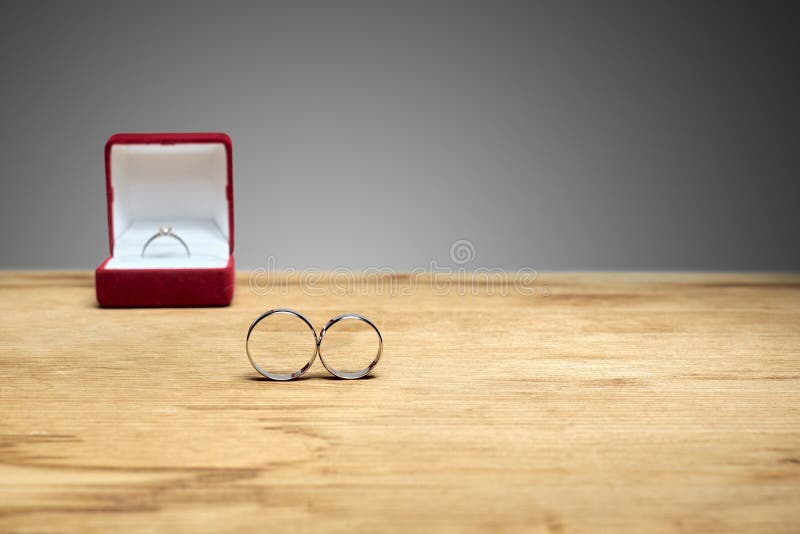 Engagement Rings are on the Table, and the Rear Engagement Stock Photo ...