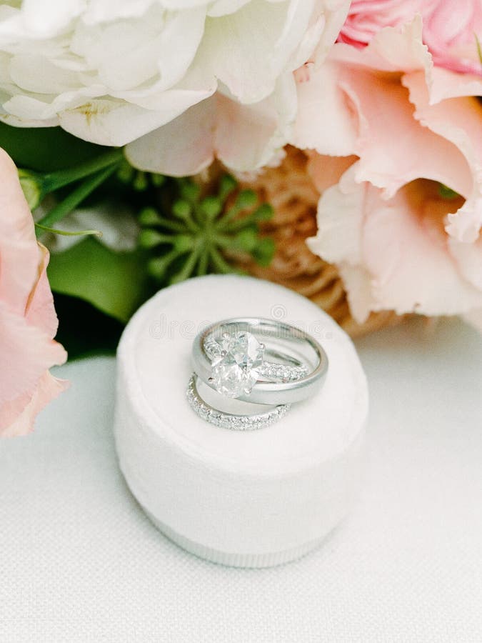 Elegant Wedding Rings Showcased among Delicate Flowers in a Romantic ...