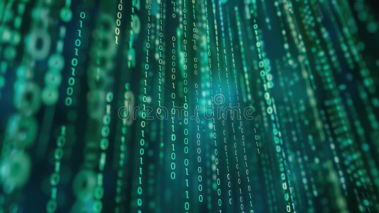 Engaging Abstract Digital Background with a Touch of Science and Technology Elements Like Matrix ...