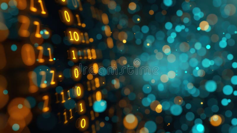 Engaging Abstract Technology Scene With Binary Code Raining Down On