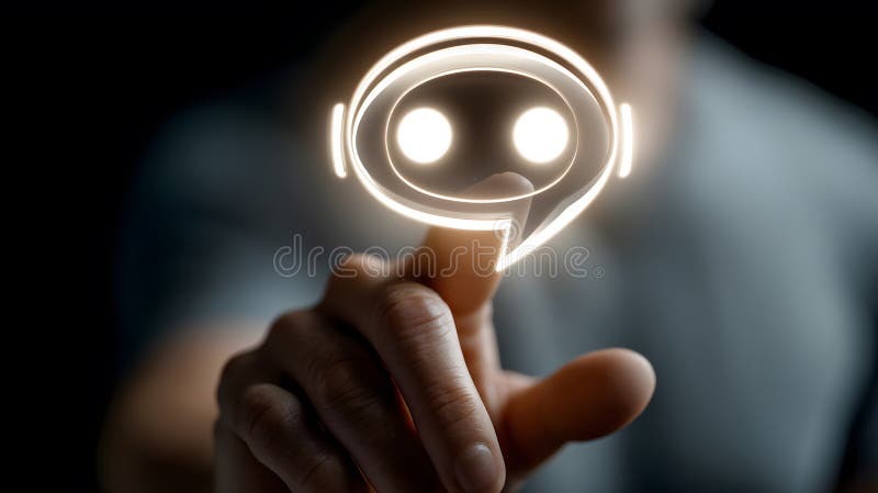 Engaging with Ai Chatbot Technology Human Hand Interacting with Virtual ...