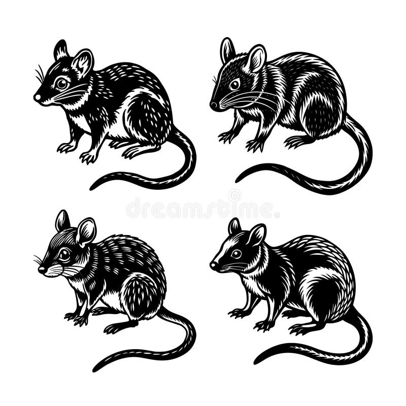 Antechinus Linocut Arts Animal Illustration Design Stock Vector ...