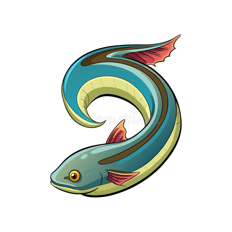 Dynamic Conger Eel in Aquatic Scene Illustration Stock Photo ...