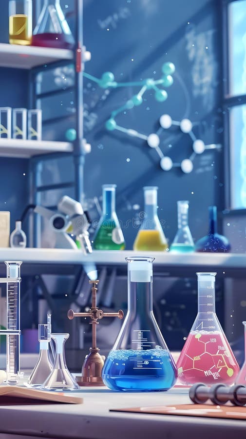 Engaging Backdrop Featuring a Science Lab Setup with Experiments and ...