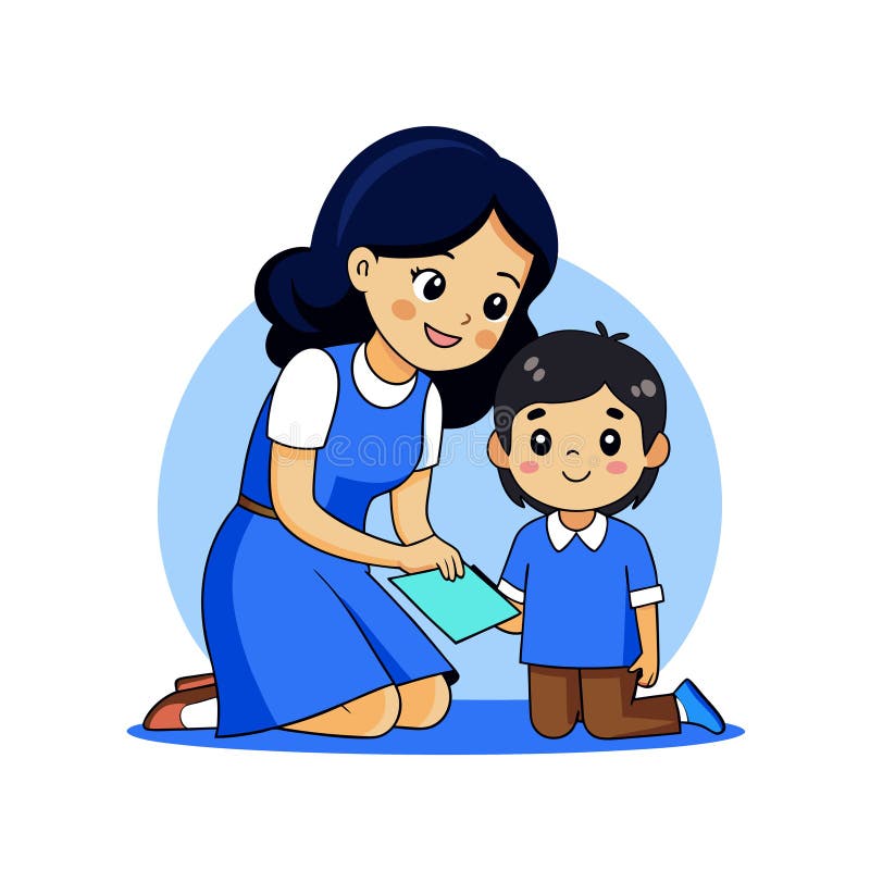 Engaging Cartoon Teacher with Caring Nature Stock Vector - Illustration ...