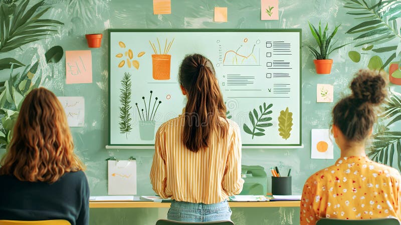 Engaging Classroom Environment with Plants and Visuals Stock ...