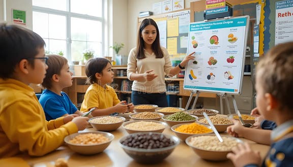 "Engaging Classroom Nutrition Lesson with Teacher and Young Students ...