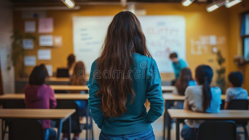 Engaging Classroom Scene with Focus on Student in Back View Stock ...