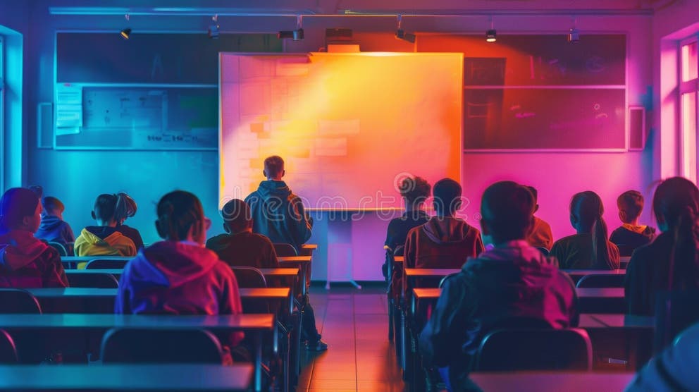 Engaging Classroom Setting with Teacher Instructing Students in Vibrant ...